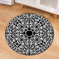 China Custom 3D Geometric Pattern Round Chair Mat Polyester Living Room Sofa Floor Carpet 80cm 100cm for sale
