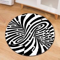 China Custom 3D Geometric Pattern Round Chair Mat Polyester Living Room Sofa Floor Carpet 80cm 100cm for sale
