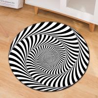 China Custom 3D Geometric Pattern Round Chair Mat Polyester Living Room Sofa Floor Carpet 80cm 100cm for sale