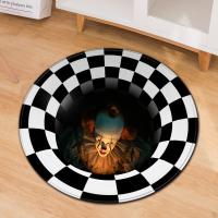 China Custom 3D Geometric Pattern Round Chair Mat Polyester Living Room Sofa Floor Carpet 80cm 100cm for sale
