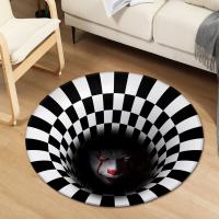 China Custom 3D Geometric Pattern Round Chair Mat Polyester Living Room Sofa Floor Carpet 80cm 100cm for sale