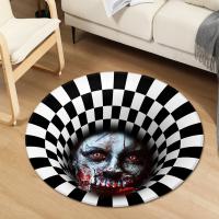 China Custom 3D Geometric Pattern Round Chair Mat Polyester Living Room Sofa Floor Carpet 80cm 100cm for sale