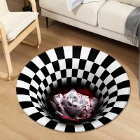 China Custom 3D Geometric Pattern Round Chair Mat Polyester Living Room Sofa Floor Carpet 80cm 100cm for sale