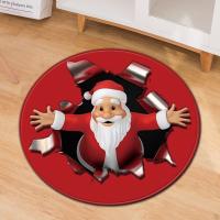 China 80cm Red Round Santa Claus Elk Christmas Festive Floor Mat Anti Slip Circular Office Mat for sale