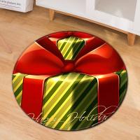 China 80cm Red Round Santa Claus Elk Christmas Festive Floor Mat Anti Slip Circular Office Mat for sale