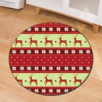 China 80cm Red Round Santa Claus Elk Christmas Festive Floor Mat Anti Slip Circular Office Mat for sale