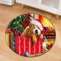 China 80cm Red Round Santa Claus Elk Christmas Festive Floor Mat Anti Slip Circular Office Mat for sale
