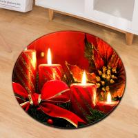 China 80cm Red Round Santa Claus Elk Christmas Festive Floor Mat Anti Slip Circular Office Mat for sale