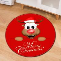 China 80cm Red Round Santa Claus Elk Christmas Festive Floor Mat Anti Slip Circular Office Mat for sale
