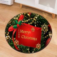 China 80cm Red Round Santa Claus Elk Christmas Festive Floor Mat Anti Slip Circular Office Mat for sale