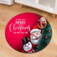 China 80cm Red Round Santa Claus Elk Christmas Festive Floor Mat Anti Slip Circular Office Mat for sale