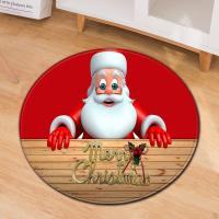 China 80cm Red Round Santa Claus Elk Christmas Festive Floor Mat Anti Slip Circular Office Mat for sale