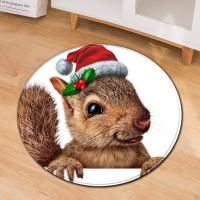 China 80cm Red Round Santa Claus Elk Christmas Festive Floor Mat Anti Slip Circular Office Mat for sale