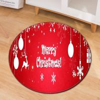 China 80cm Red Round Santa Claus Elk Christmas Festive Floor Mat Anti Slip Circular Office Mat for sale