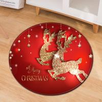 China 80cm Red Round Santa Claus Elk Christmas Festive Floor Mat Anti Slip Circular Office Mat for sale