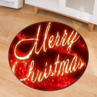 China 80cm Red Round Santa Claus Elk Christmas Festive Floor Mat Anti Slip Circular Office Mat for sale