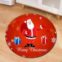 China 80cm Red Round Santa Claus Elk Christmas Festive Floor Mat Anti Slip Circular Office Mat for sale
