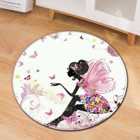 China 100% Polyester Circular Area Rug 80cm 60cm Computer Chair Floor Mat Living Room Carpet for sale