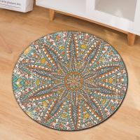 China Custom Round Polyester Floor Mat 80-160cm Office Chair Mat Machine Washable for sale