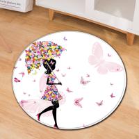 China Custom Round Polyester Floor Mat 80-160cm Office Chair Mat Machine Washable for sale