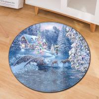 China Custom Round Polyester Floor Mat 80-160cm Office Chair Mat Machine Washable for sale