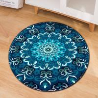 China Custom Round Polyester Floor Mat 80-160cm Office Chair Mat Machine Washable for sale