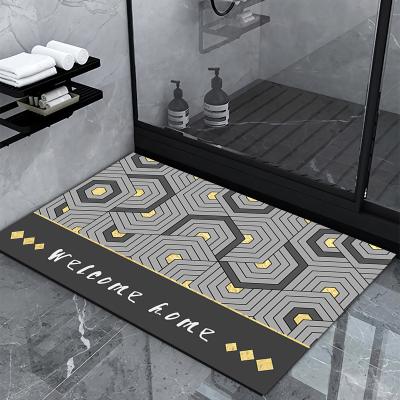 China Diatom Mud Bathroom Waterproof Carpet Absorbent Mat 40x60cm Custom Size for sale