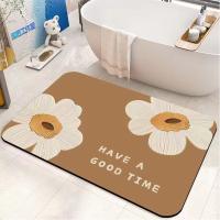 China customized Printed Flower Bathroom Waterproof Carpet Absorbent diatom mud mat for sale