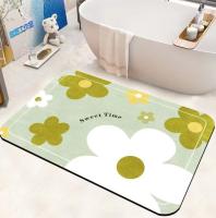 China customized Printed Flower Bathroom Waterproof Carpet Absorbent diatom mud mat for sale