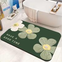 China customized Printed Flower Bathroom Waterproof Carpet Absorbent diatom mud mat for sale