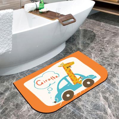China Tech Velvet Non Slip Bath Rug Water Absorption Anti Skid Floor Mat 40x60cm Half Round for sale