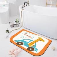 China Tech Velvet Non Slip Bath Rug Water Absorption Anti Skid Floor Mat 40x60cm Half Round for sale