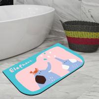 China Tech Velvet Non Slip Bath Rug Water Absorption Anti Skid Floor Mat 40x60cm Half Round for sale