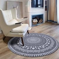 China Circular Crystal Velvet Living Room Rug 100cm Diameter Non Slip Polyester Carpet for sale