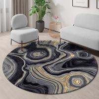 China Circular Crystal Velvet Living Room Rug 100cm Diameter Non Slip Polyester Carpet for sale