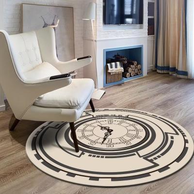 China Circular Crystal Velvet Living Room Rug 100cm Diameter Non Slip Polyester Carpet for sale