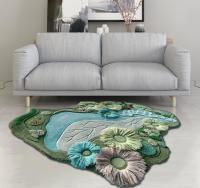 China Handmade Wool Blend Irregular Living Room Carpet 2000x1300mm Custom Size for sale