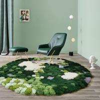 China Pure Handmade Wool Green Moss Carpet 1000x830mm Modern Living Room Rug for sale