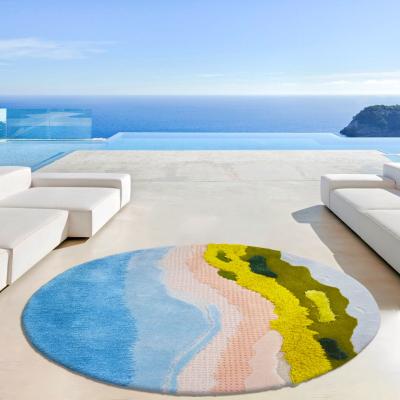 China Handmade Wool Circular Living Room Carpet Custom Size Area Rug for sale