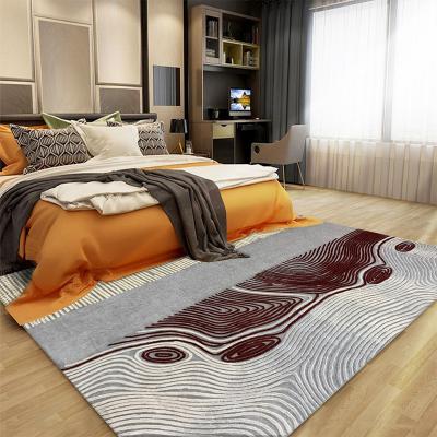 China Wool Handwoven Irregular Strip Floor Carpet 1400x2000mm Custom Size for Living Room Bedroom for sale