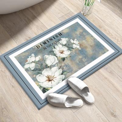 China Crystal Velvet Non Slip Bath Mat 50x80cm Water Absorbent Bathroom Rug Runner for sale