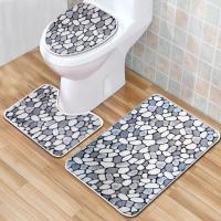 China Customizable 3 Piece Bathroom Rug Set Non Slip Machine Washable Polyester 45x75cm for sale