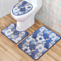 China Customizable 3 Piece Bathroom Rug Set Non Slip Machine Washable Polyester 45x75cm for sale