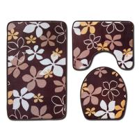 China Customizable 3 Piece Bathroom Rug Set Non Slip Machine Washable Polyester 45x75cm for sale