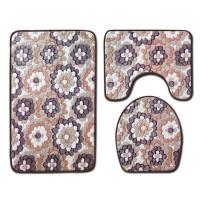 China Customizable 3 Piece Bathroom Rug Set Non Slip Machine Washable Polyester 45x75cm for sale