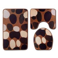 China Customizable 3 Piece Bathroom Rug Set Non Slip Machine Washable Polyester 45x75cm for sale
