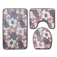 China Customizable 3 Piece Bathroom Rug Set Non Slip Machine Washable Polyester 45x75cm for sale