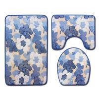China Customizable 3 Piece Bathroom Rug Set Non Slip Machine Washable Polyester 45x75cm for sale