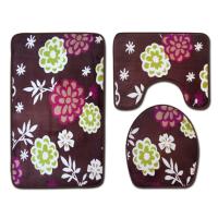 China Customizable 3 Piece Bathroom Rug Set Non Slip Machine Washable Polyester 45x75cm for sale