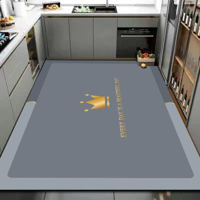 China Customizable Anti Fatigue Kitchen Mat 100% Polyester Crystal Velvet Non Slip Oil Proof Floor Mat for sale